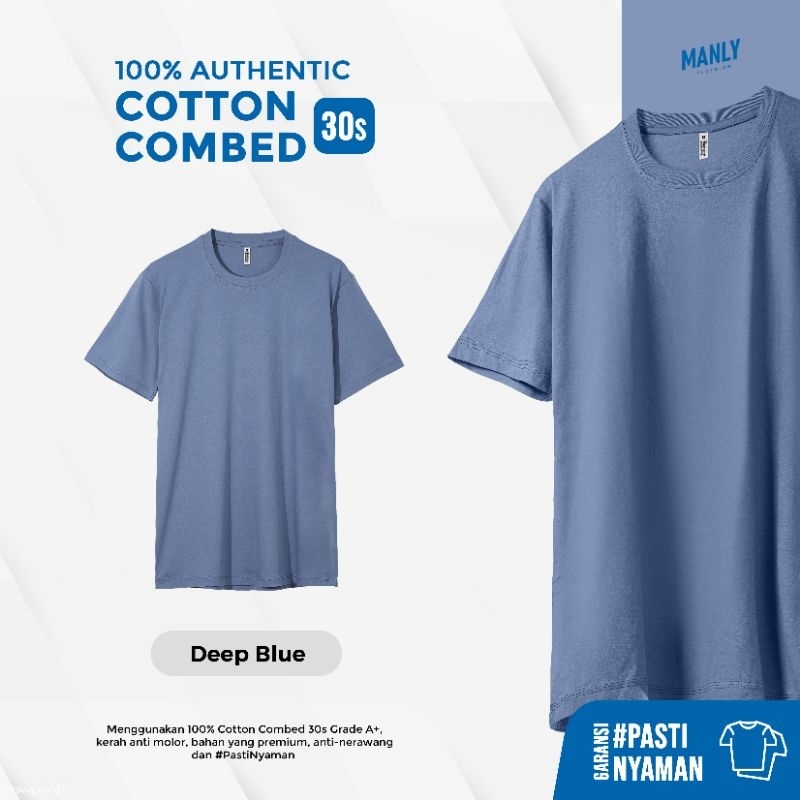 Jual KAOS DEEP BLUE POLOS PREMIUM COMBED 30S | Shopee Indonesia