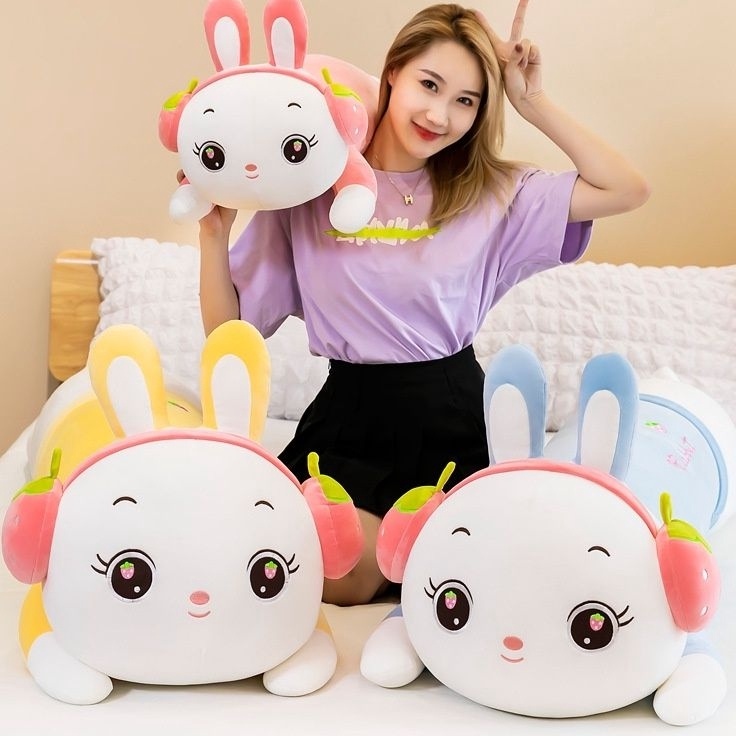 Jual tn Guling Rabbit Bunny Pakai Bando Strawberry Ukuran 5cm bahan ...