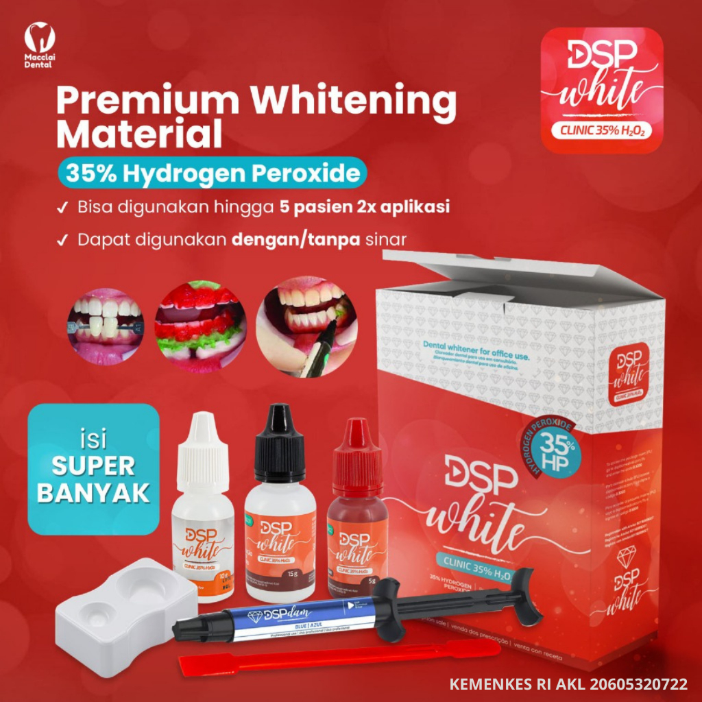 Jual DSP WHITE RED BLEACHING WHITENING GIGI 35% TANPA SINAR / BAHAN BLEACHING OFFICE / solo ...