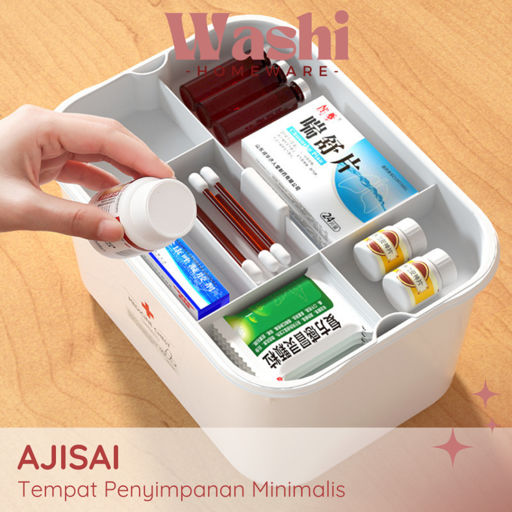Jual WASHI - AJISAI First Aid Box Wadah Simpan Obat Estetika Organiser ...