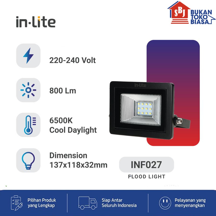 Jual InLite INF027 LED Lampu Sorot Flood Light Outdoor 10-100 Watt ...