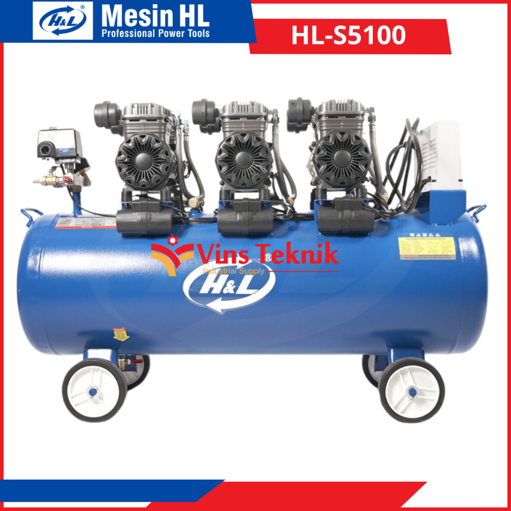 Jual Mesin Kompresor Compressor Oil-less 5HP 100L Premier H&L HL-S5100 ...