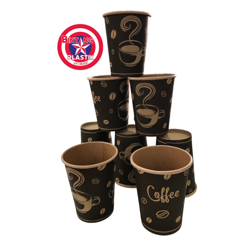 Jual NEW ARRIVAL! PAPER CUP KRAFT MOTIF coffee Mix 8OZ / HOT / Cold Drink / GELAS KERTAS Isi ...