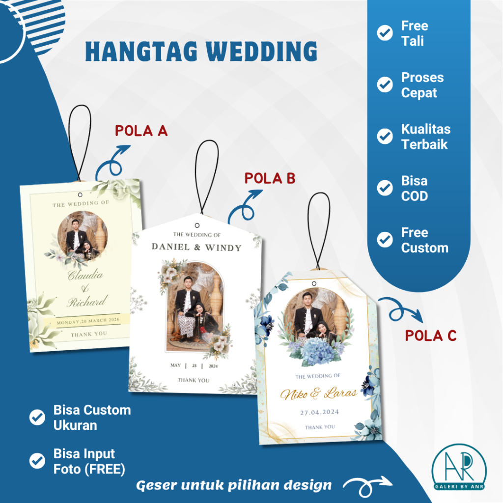 Jual D26 Hangtag wedding free foto custom | tag ucapan pernikahan ...