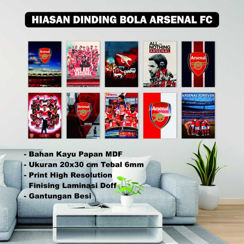 Jual POSTER BOLA ARSENAL HIASAN DINDING 20x30 cm 6mm POSTER KAYU ...