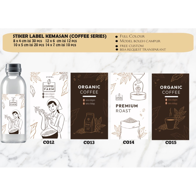 Jual (FREE CUSTOM) Stiker kopi kemasan / stiker minuman/ stiker kopi ...