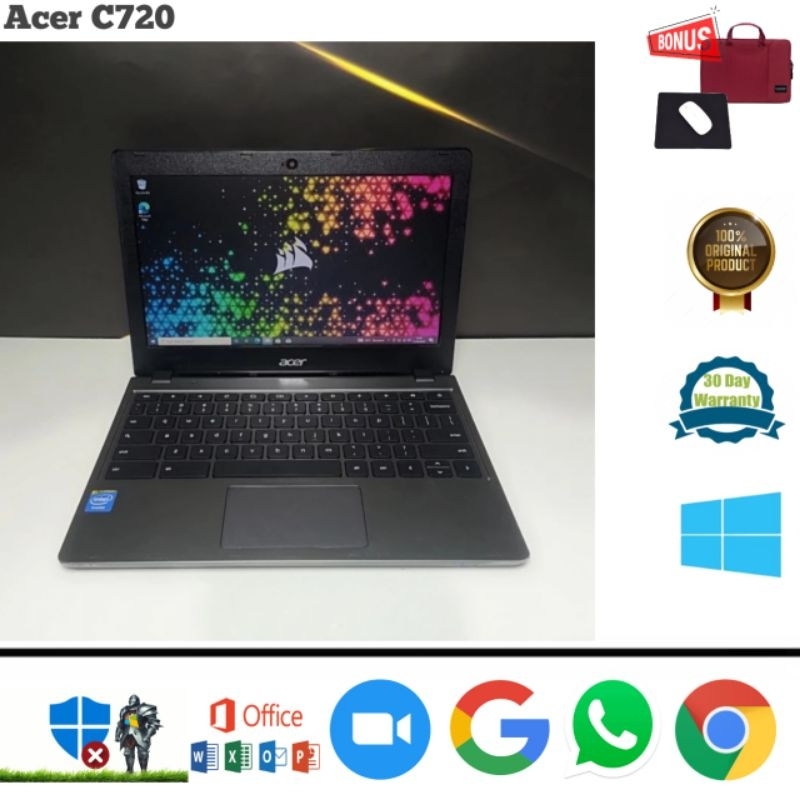 Jual Laptop Acer C720 Intel N2957 Ram 4gb SSD 128gb Win 10 pro 64 bit ...