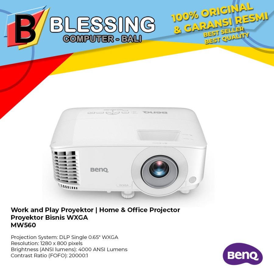 Jual Projector BenQ MW560 WXGA 4000 ANSI Lumens - VGA HDMI | Shopee ...