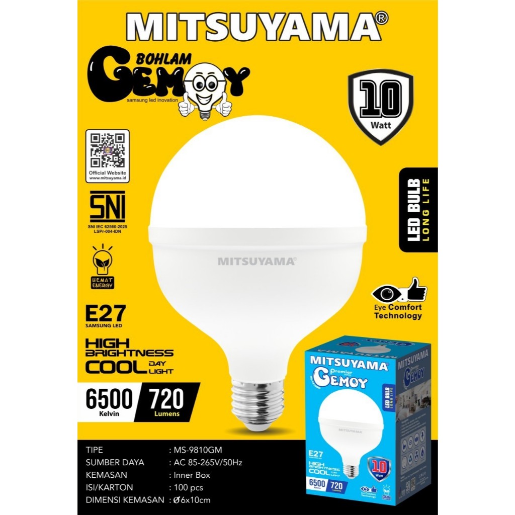 Jual BOHLAM LED 10 WATT MITSUYAMA GEMOY MS-9810GM LAMPU LED 10 WATT CAHAYA PUTIH | Shopee Indonesia