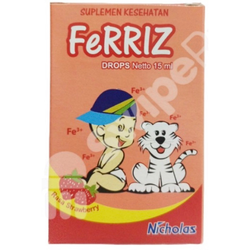 Jual FERRIZ RASA STRAWBERRY Nicholas DROPS DUS, BOTOL KACA 15 ML ...