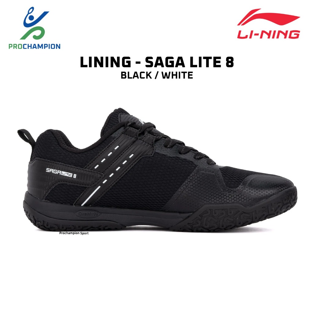 Jual Sepatu Badminton Lining Saga Lite 8 Original Black White | Shopee ...