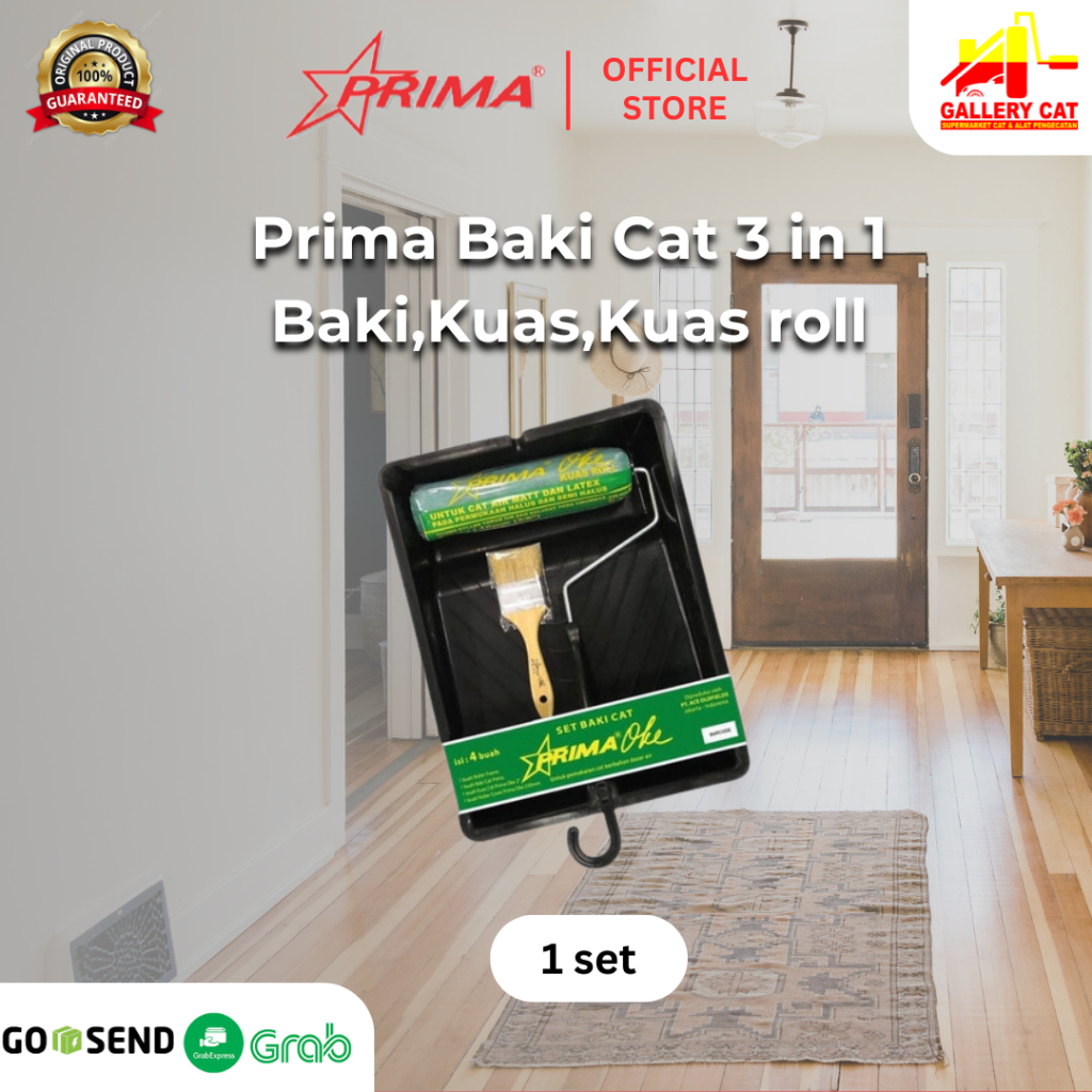 Jual PRIMA BAKI CAT SET LENGKAP 3 IN 1 (BAK CAT,KUAS CAT,KUAS ROLL ...