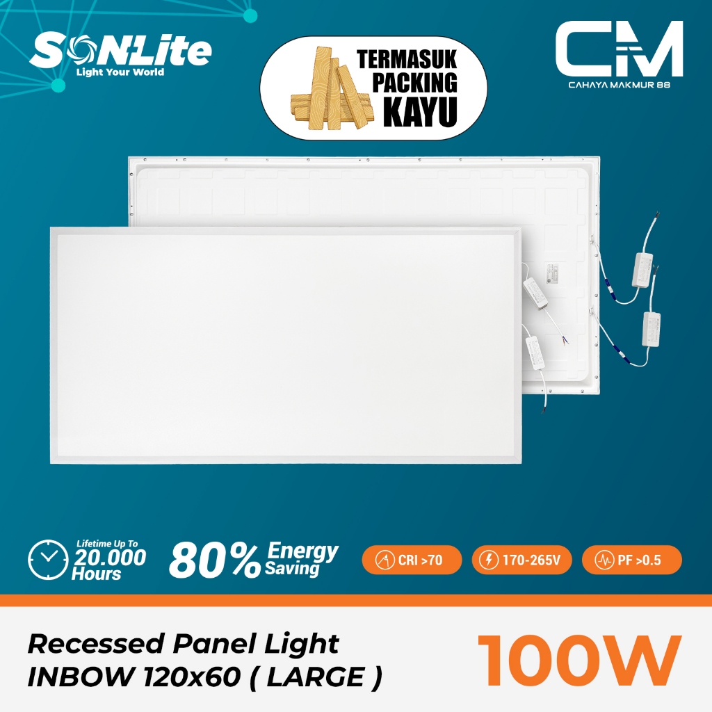 Jual ( PACKING KAYU ) LED SONLITE 120x60 100W PANEL light lampu large ...