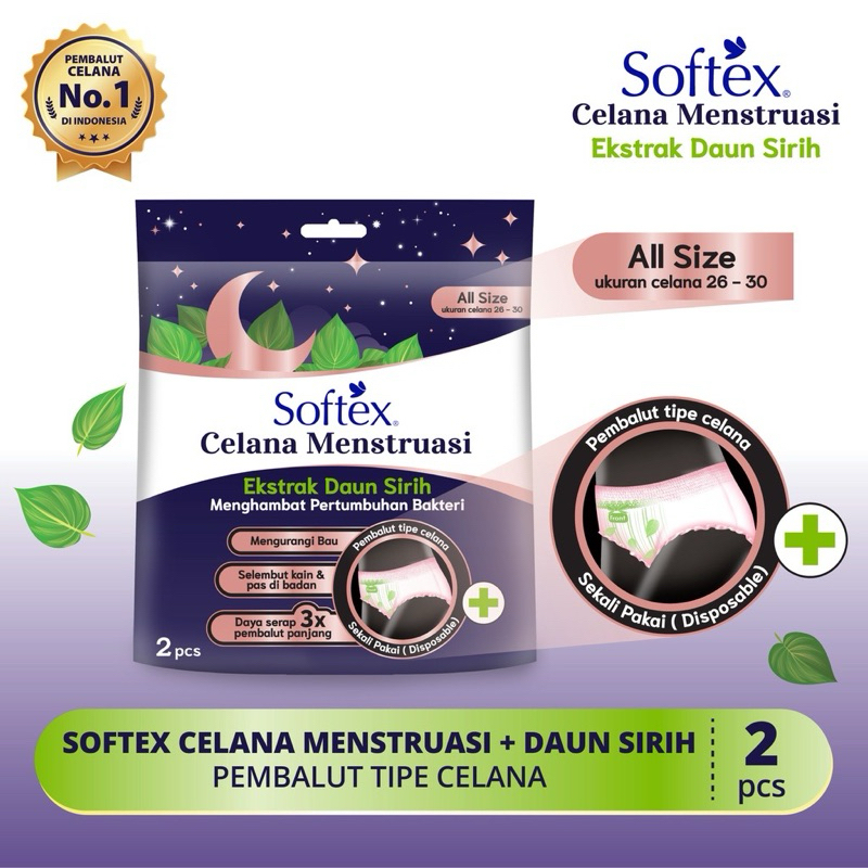 Jual Softex Celana Menstruasi Extra Daun Sirih All Size 1pack isi 2pcs ...