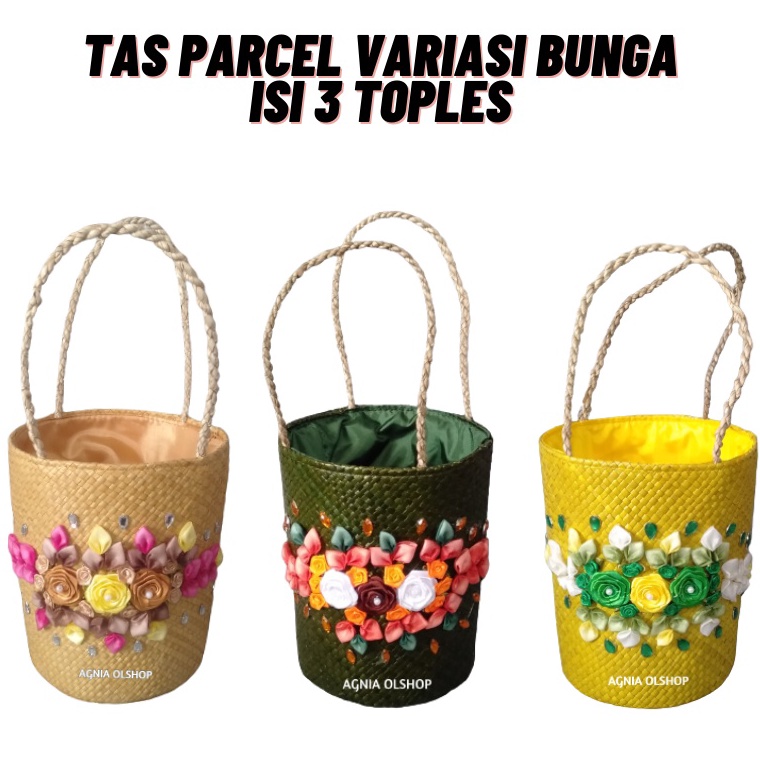 Jual KODE I43Q Tas Parcel Bunga Isi 3 Toples Keranjang Hampers Anyaman ...