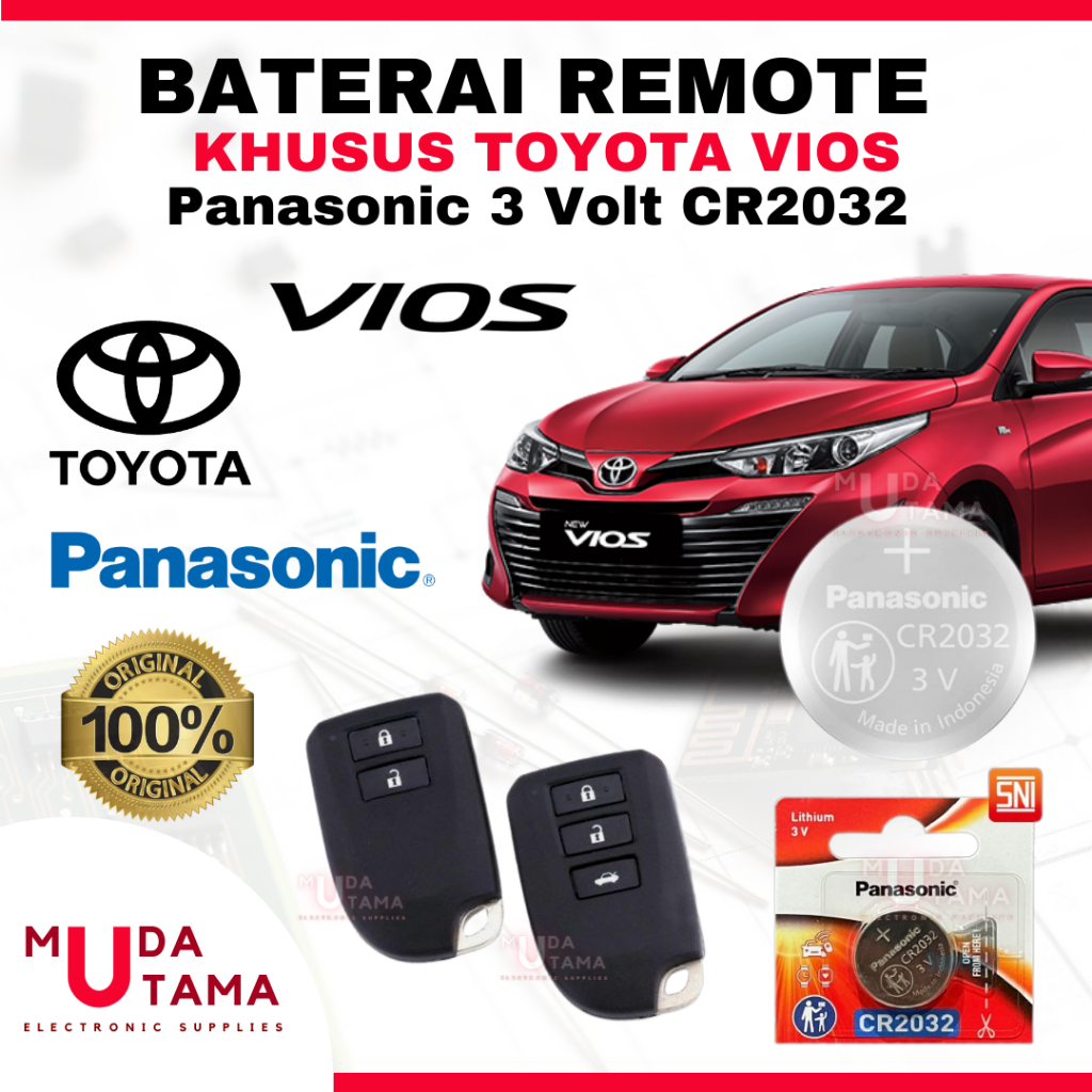 Jual Baterai Remote TOYOTA VIOS - ORIGINAL PANASONIC CR2032 | Battery ...