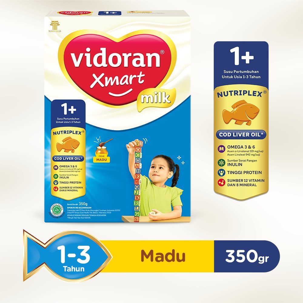 Jual VIDORAN XMART MILK 1+ MADU 350GR (8999908429308) | Shopee Indonesia