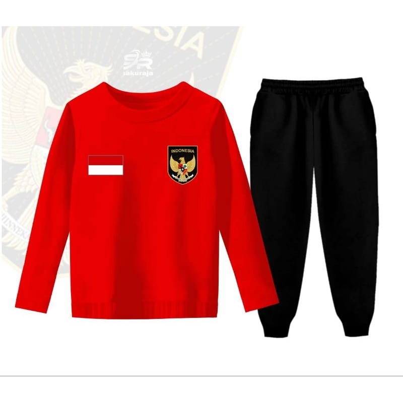 Jual setelan kaos lengan panjang anak kostum timnas sepakbola Indonesia ...