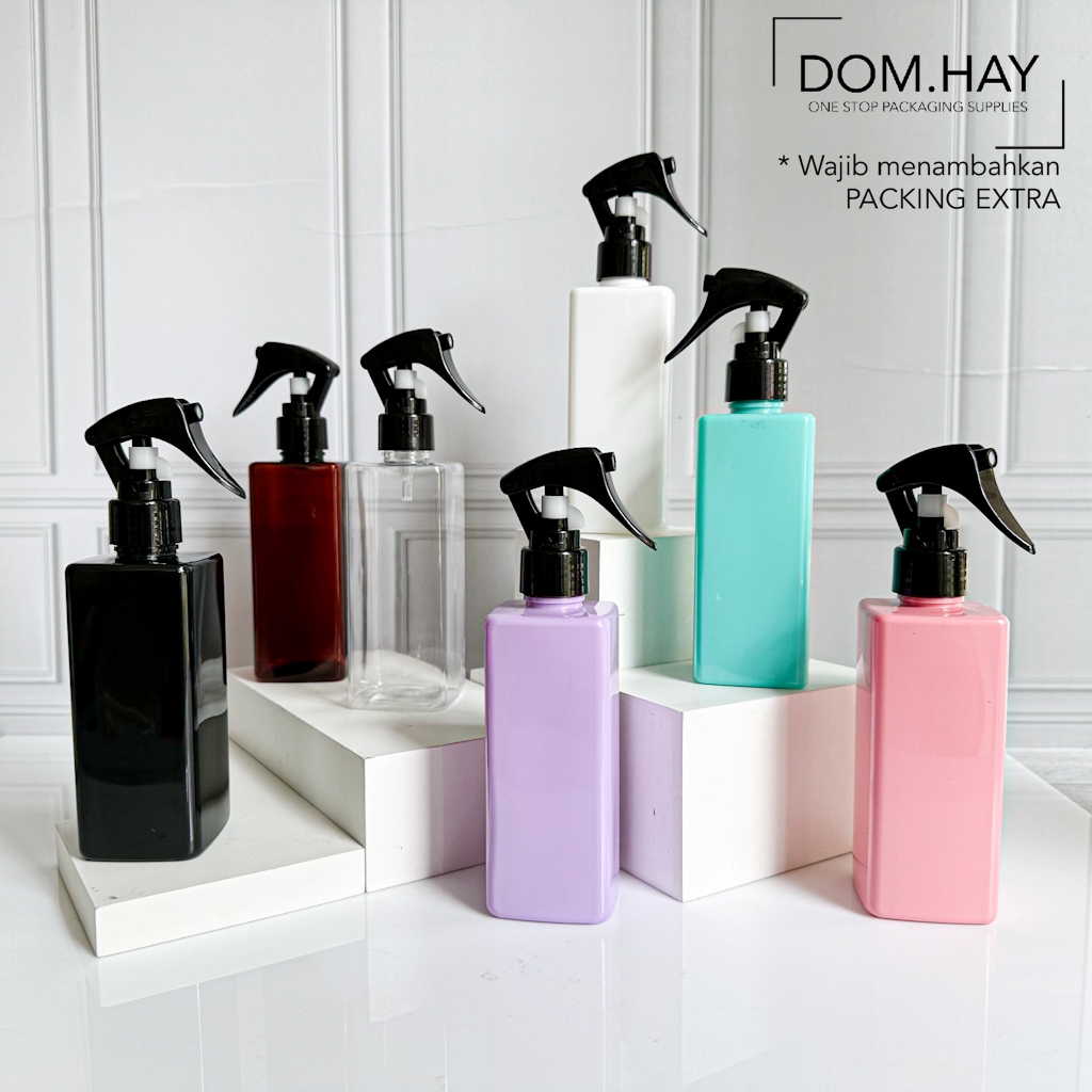 Jual 250ml Botol Kotak Plastik Spray Trigger Hitam HL Bottle Aesthetic ...