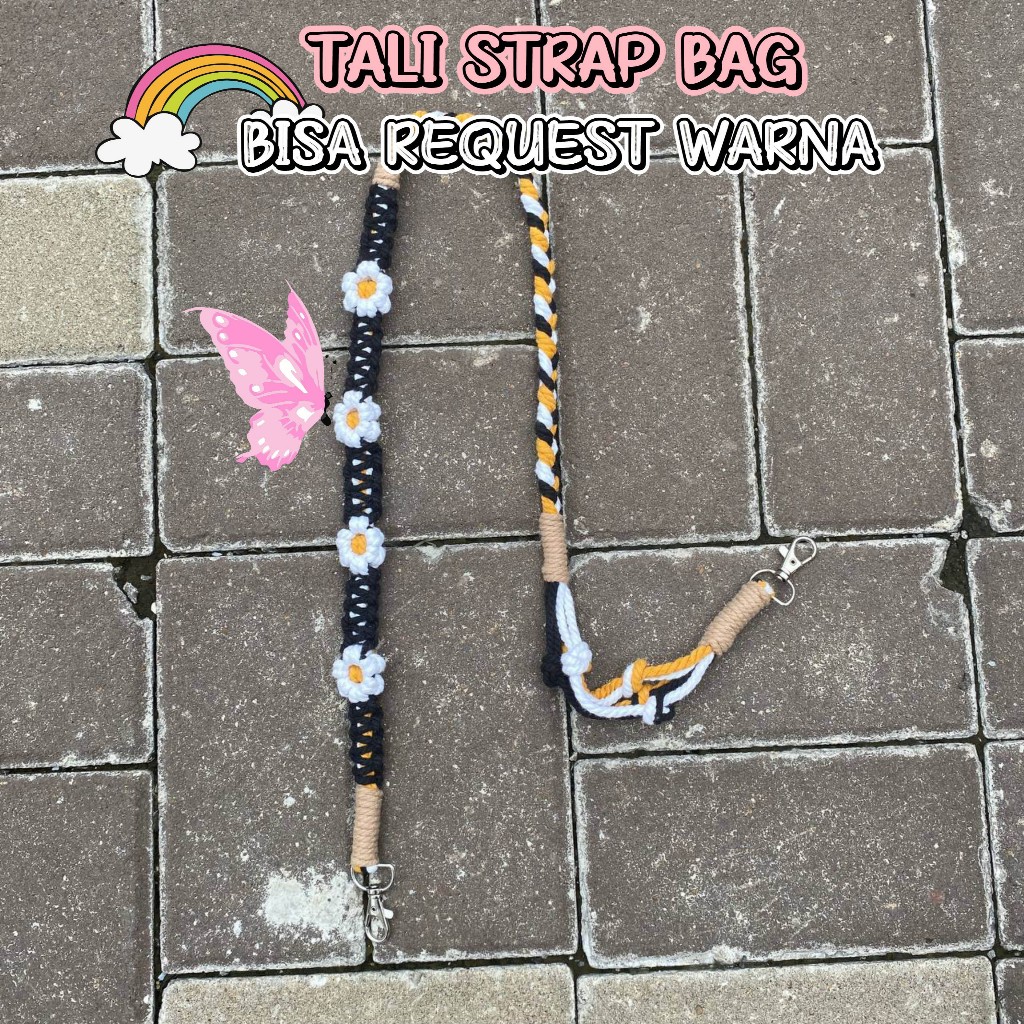 Jual Tali Strap Bag Model Bunga Ready Stock / Tali Macrame 4 Warna ...