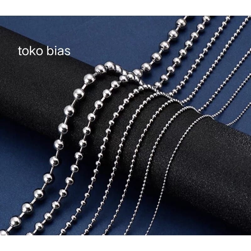 Jual kalung besi putih biji lada baja anti karat | Shopee Indonesia