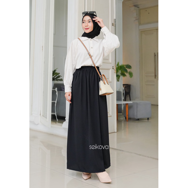 Jual Rok basic seikova / rok polos premium / rok pinggang karet / rok ...