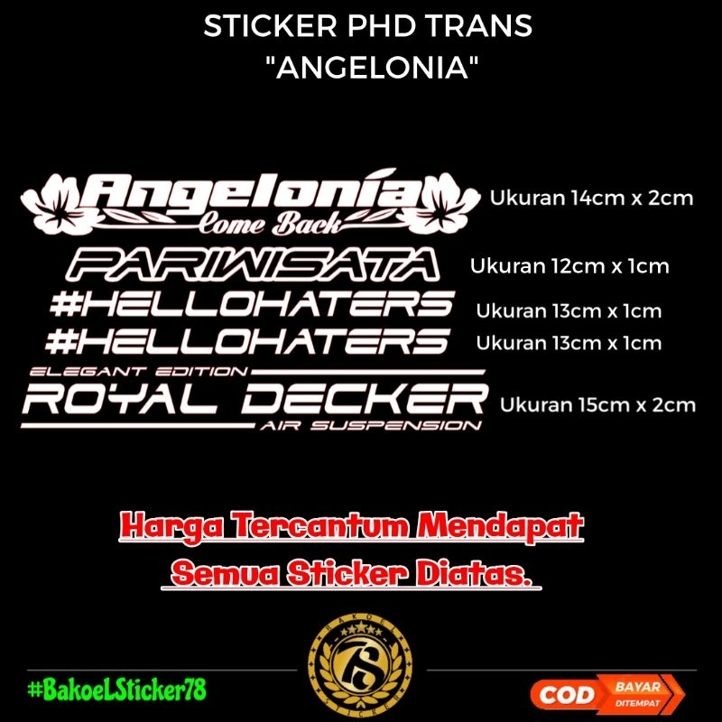 Jual STICKER PHD TRANS KENZO BUS PARIWISATA ANGELONIA STIKER MOTOR ...