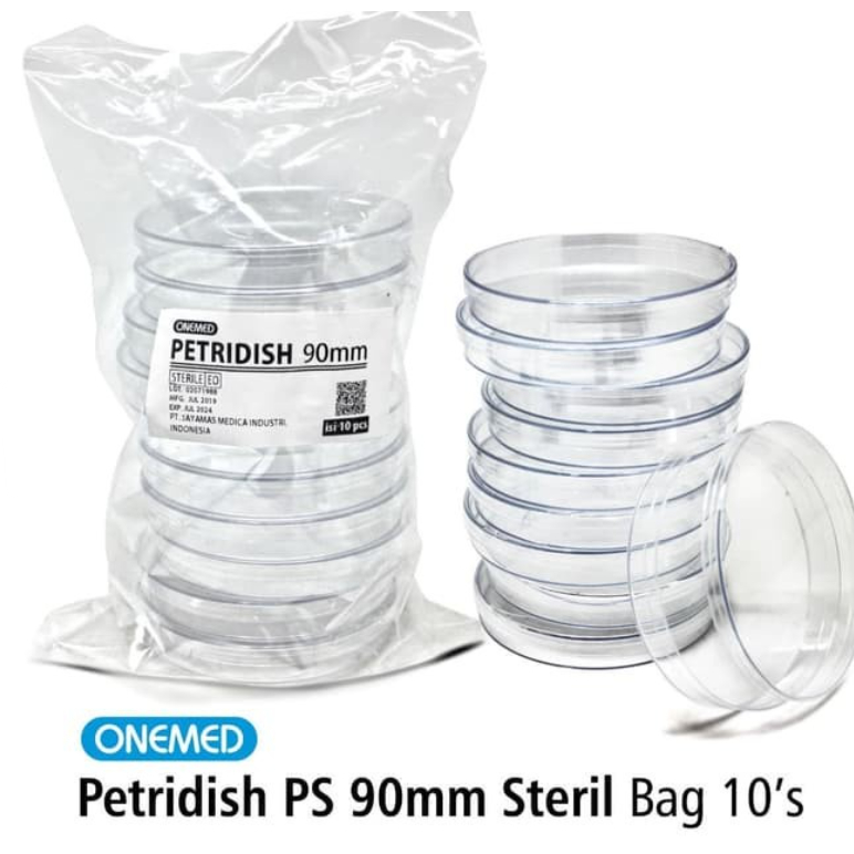 Jual Petridish Plastik Steril Onemed 90mm Pack Isi 10 pcs Petri Dish 9 ...
