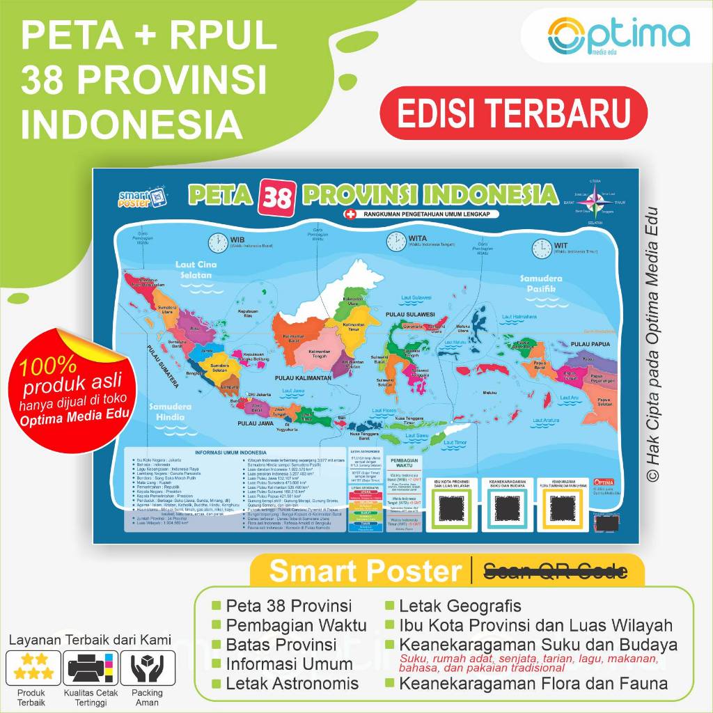 Jual Poster Peta 38 Provinsi Indonesia NKRI (Baru) dan RPUL Lengkap TK,SD,SMP,SMA,BIMBEL,GURU ...