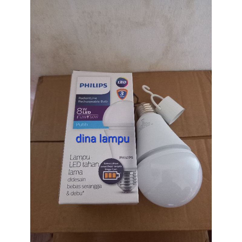 Jual lampu led emergency 8watt putih 6500k philips E27/bohlam darurat ...
