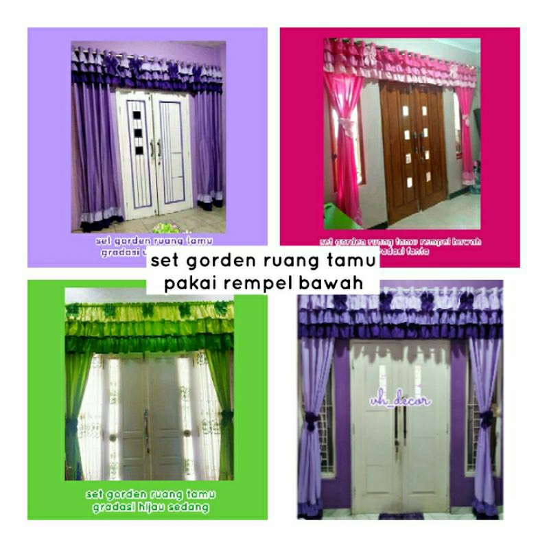 Jual Gorden Jendela Ruang Tamu Set Rempel 3 atas 2 bawah (2 gorden + 1 ...