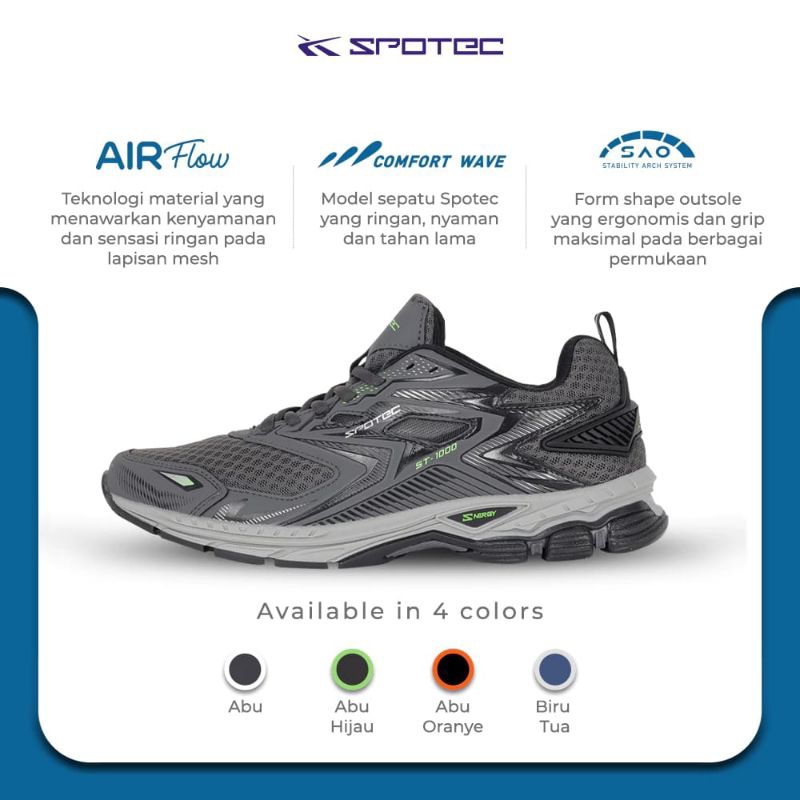 Jual Spotec Atlas Abu Tua Hijau | Sepatu Olahraga Running dan Lifestyle ...