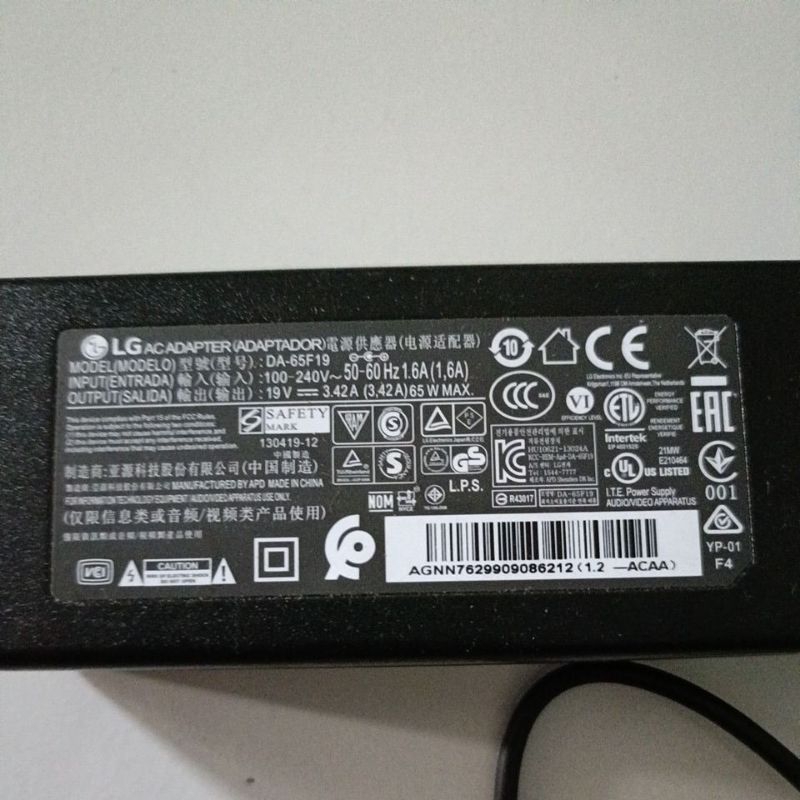 Jual adaptor tv led LG 19v 3,42A original asli 43lh511t 43lj510t | Shopee Indonesia