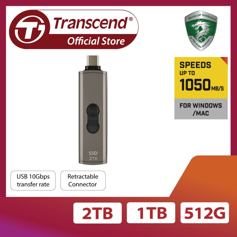 Jual SSD External Transcend ESD330C 2TB 1TB 512GB - USB Type-C External ...