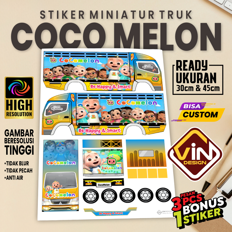 Jual STIKER MINIATUR TRUK OLENG UKURAN 30cm & 45 cm MOTIF KARTUN ...
