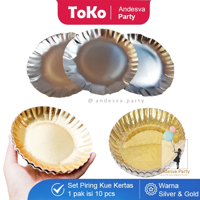 Jual piring kue gol silver / paper plate piring kue gold / piring kue ...