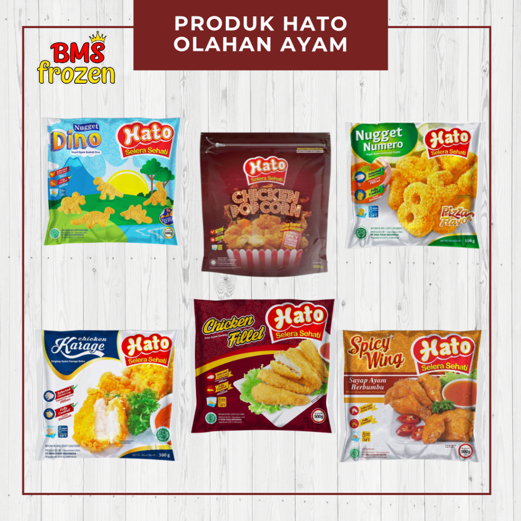 Jual BMS Frozen Mart | Hato Chicken Fillet - Karage - Spicy Wing - Hato ...