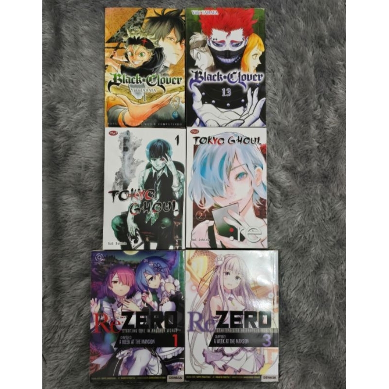 Jual Black clover Vol 1 & 13, Re Zero Vol 1 & 3 dan Tokyo Ghoul Vol 1 ...