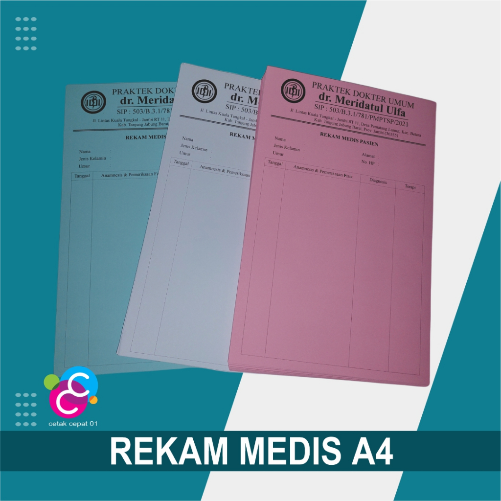Jual Custom Cetak Medical Record Card / Kartu Riwayat Pasien F4&A4 ...