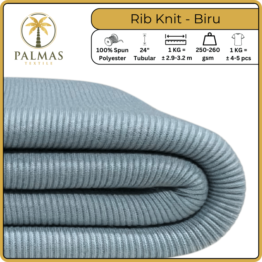 Jual Kain Rib Knit - Biru (Bahan Kaos) | Shopee Indonesia