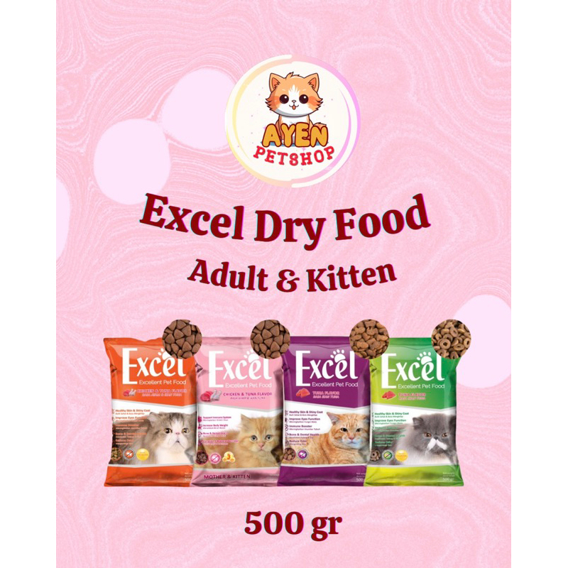 Jual Excel Cat Food Adult & Kitten 500gr Dry Food | Shopee Indonesia
