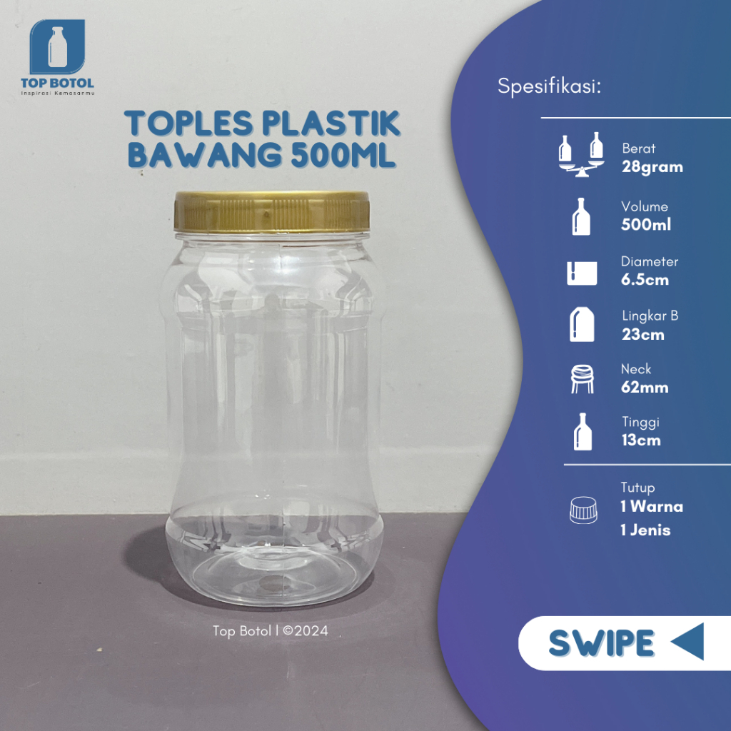 Jual (Paket Isi 20pcs) Toples 500 ml 500ml BULAT Plastik / Toples Bawang / Toples Jar Selai ...