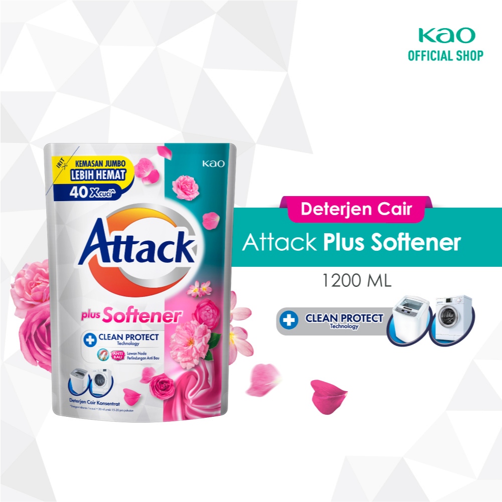 Jual Attack Plus Softener Deterjen Cair Semua Jenis Mesin Cuci 1200 mL | Shopee Indonesia