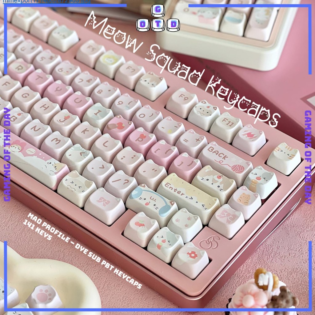 Jual Kiiboom x Maorbeng Meow Squad Cute Cat Pink Keycaps by GOTD Mao ...