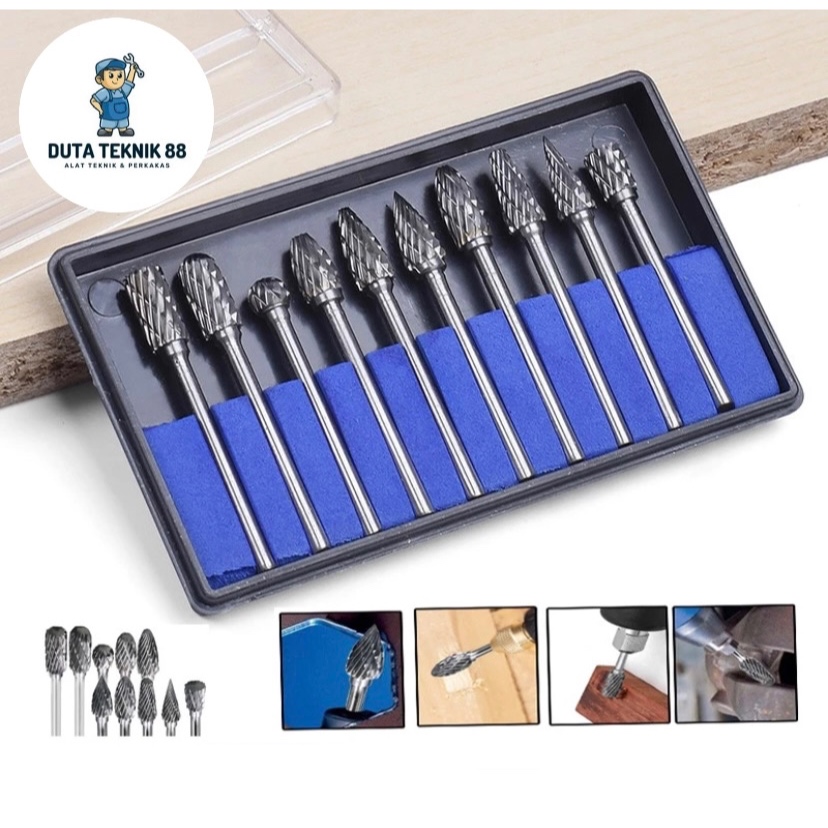 Jual MATA BOR TUNER CUNER PORTING SET ISI 10 PCS CARBIDE BURR | Shopee ...