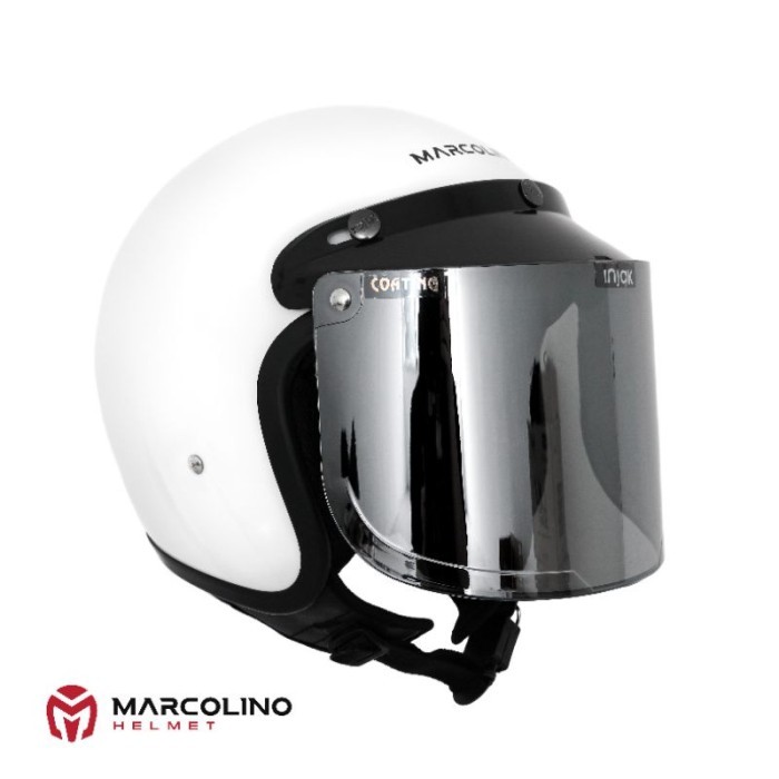 Jual Helm Bogo Retro Marcolino Putih Glossy SNI Flat Visor by JMC ...