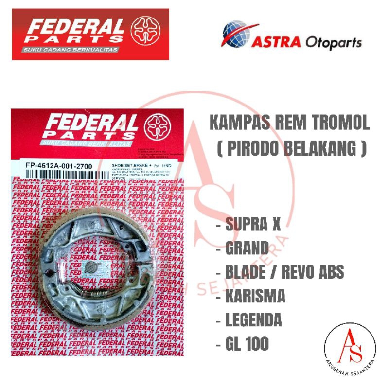 Jual PIRODO SUPRA FEDERAL Kampas rem belakang tromol grand supra fit ...