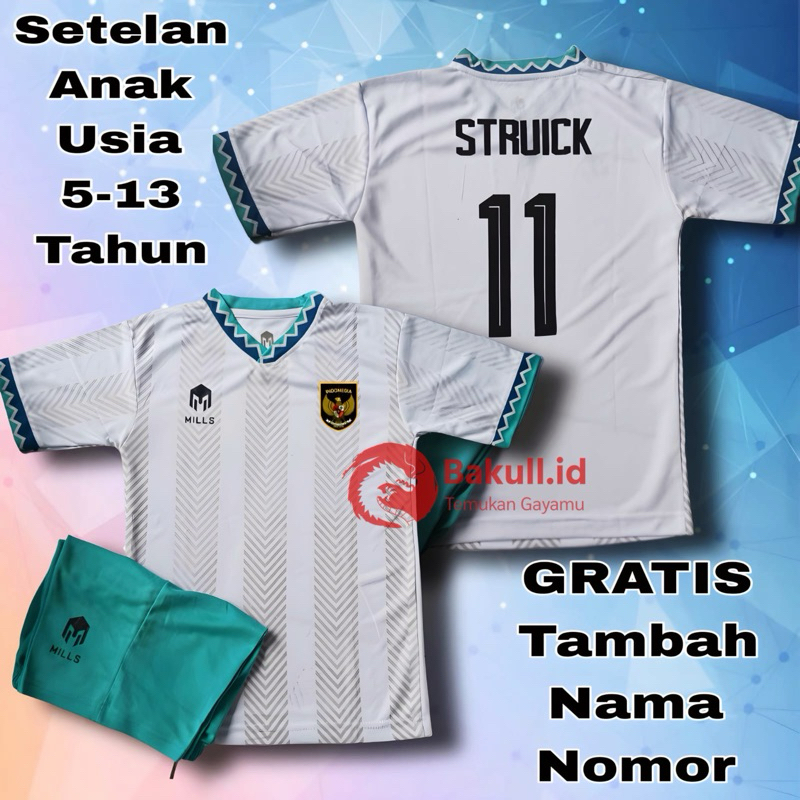 Jual [ FREE SABLON NAMA NOMOR LOGO ]SETELAN BAJU BOLA TIMNAS ANAK UMUR ...