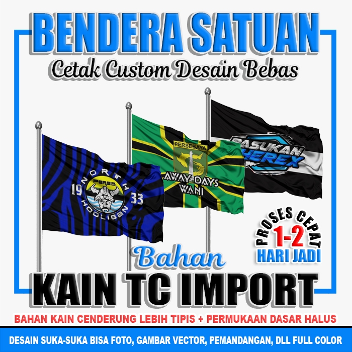 Jual Cetak Bendera Custom / Mini Flag Supporter / Desain Sendiri / Kain ...