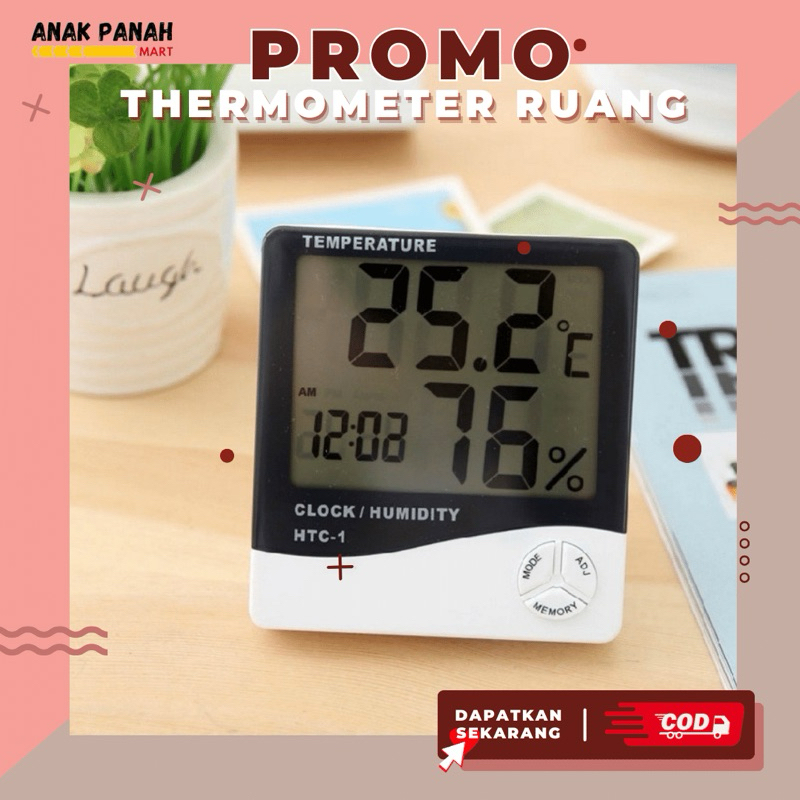 Jual Termometer Ruangan Suhu Kelembaban Waktu HTC 1 Free Baterai ...